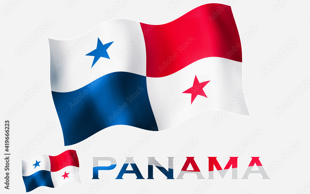 Panama flag illustration with fabric texture with PANAMA text with ...