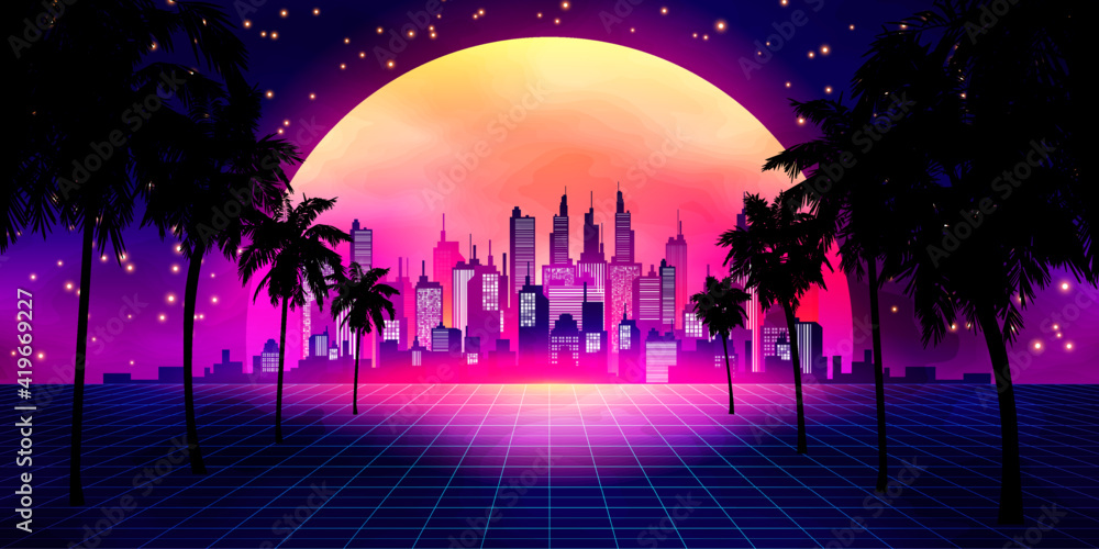 80s Futuristic Retro Future. Retro Futuristic Background 1980s Style ...
