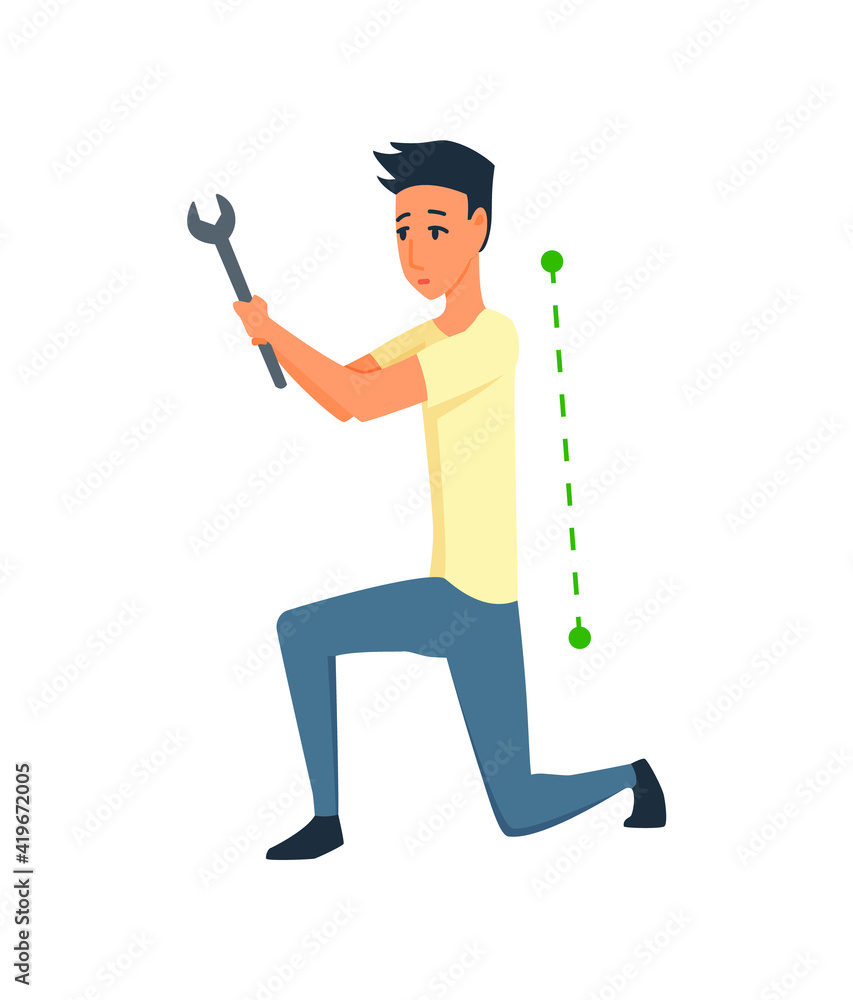 Posture and ergonomics. Correct alignment of human body in standing ...