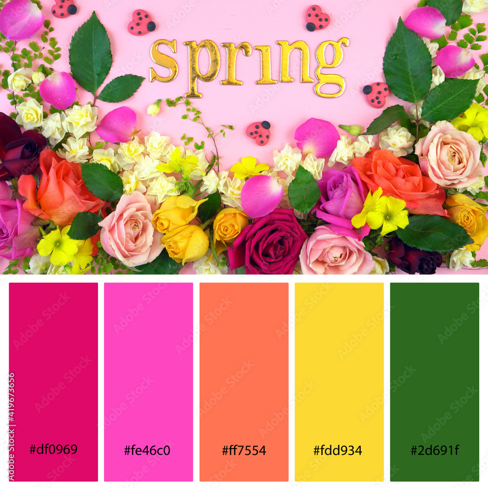 Designer Color Palette inspired by spring flowers. Designer pack with ...