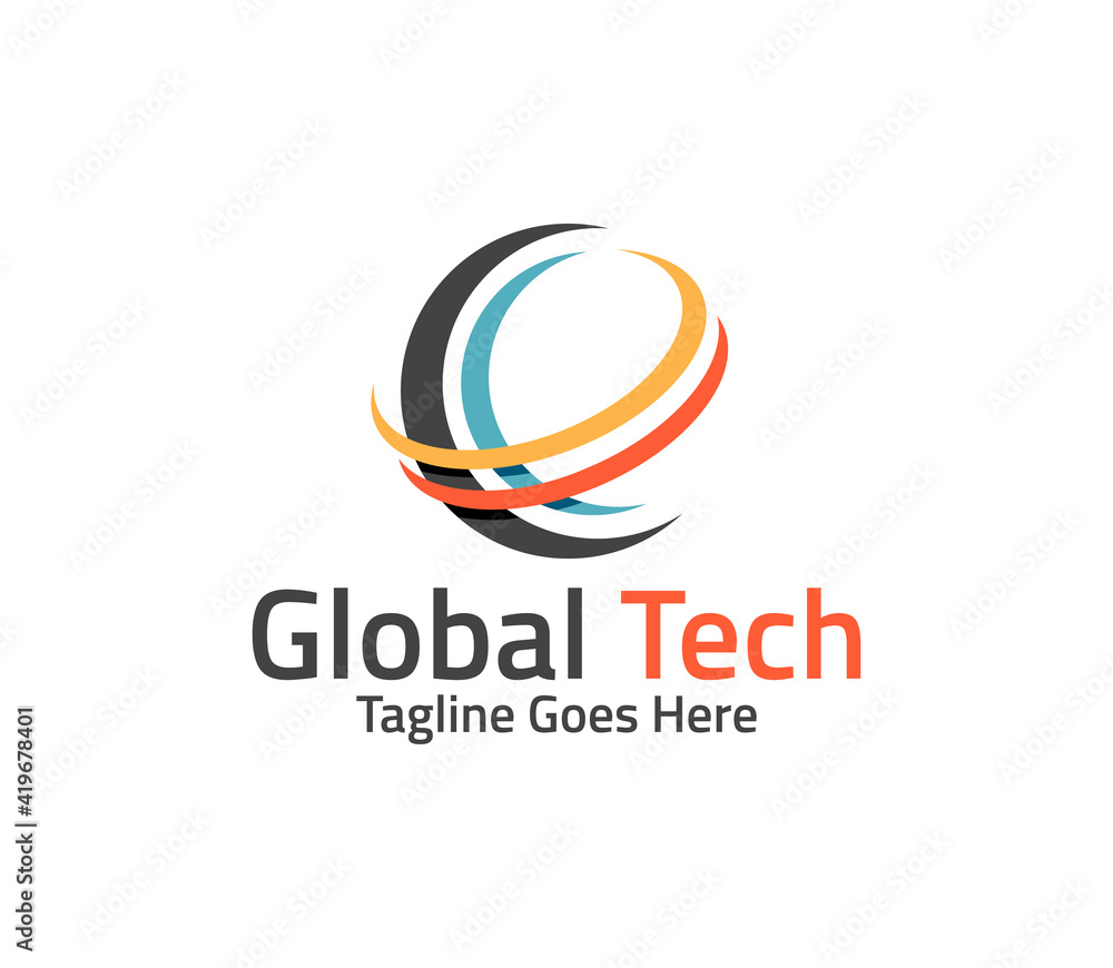 global technology logo design illustration Stock Vector | Adobe Stock
