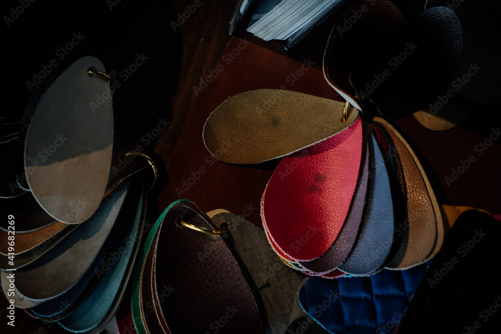 Leather sample color chart for motorcycle custom shop and furniture ...