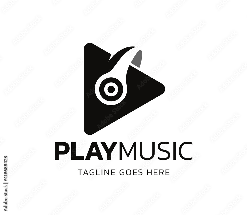 play music logo design illustration Stock Vector | Adobe Stock