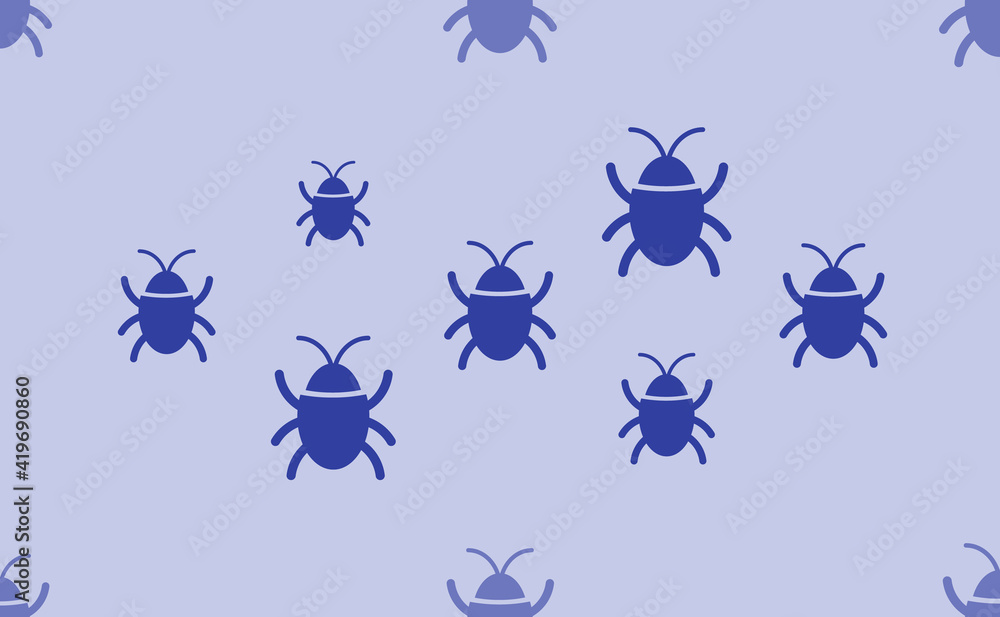 Seamless pattern of large isolated blue bug symbols. The pattern is ...