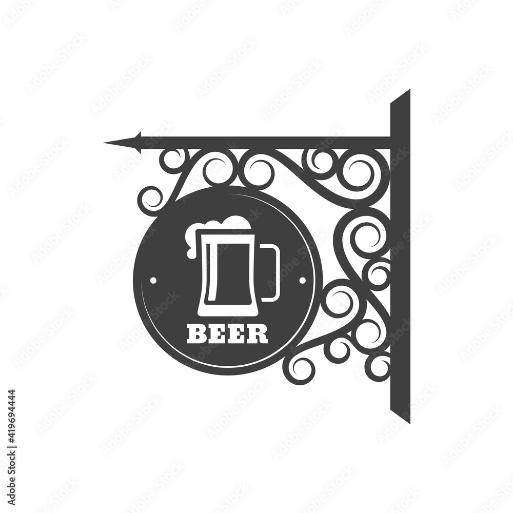 Beer pub vintage street signboard isolated retro bar signage. Vector ...
