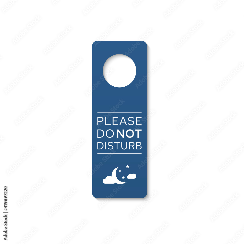 Door hanger blue tag with please do not disturb sign isolated plastic ...