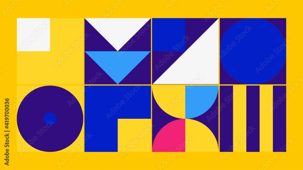 Geometric pattern loop. Circles, squares animation. Modernist abstract ...