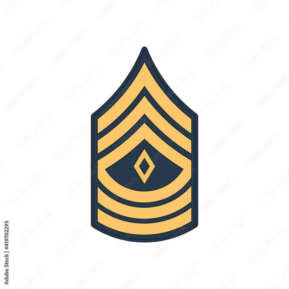 1SG first sergeant insignia of US army isolated icon. Vector United ...