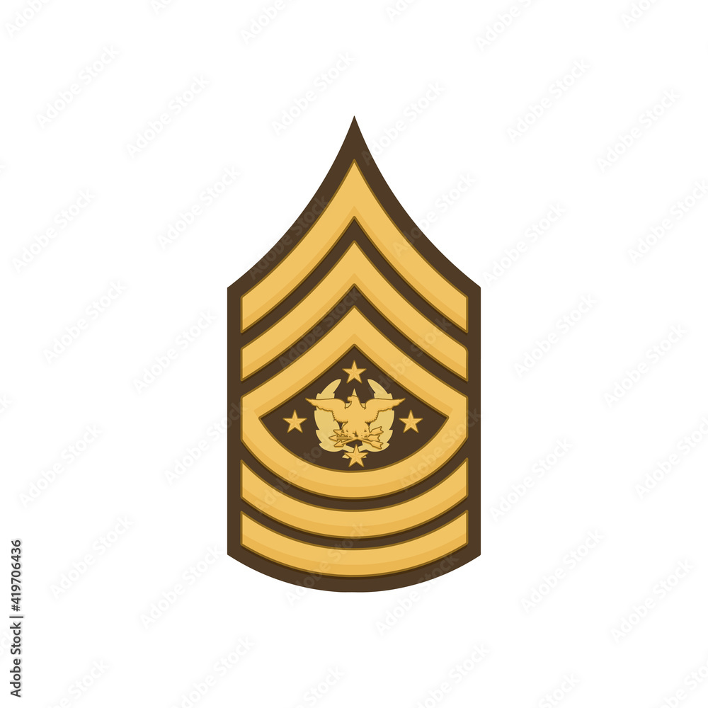 Sergeant major of the army rank insignia SMA isolated. Vector police ...