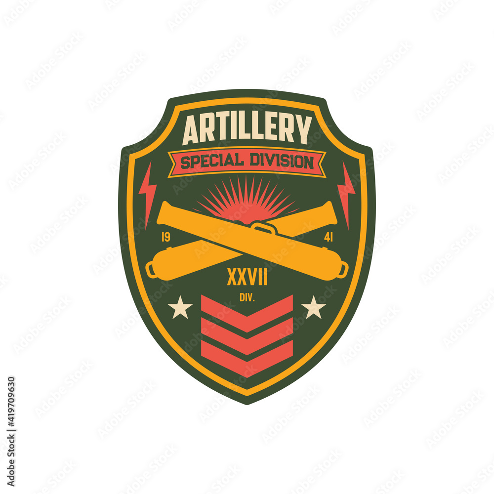 Artillery army unit to defense in battle, american fighting forces seal ...