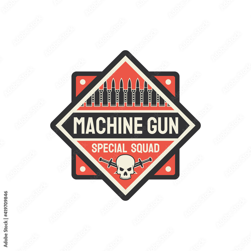US military chevron, special squid of machine guns squad isolated ...