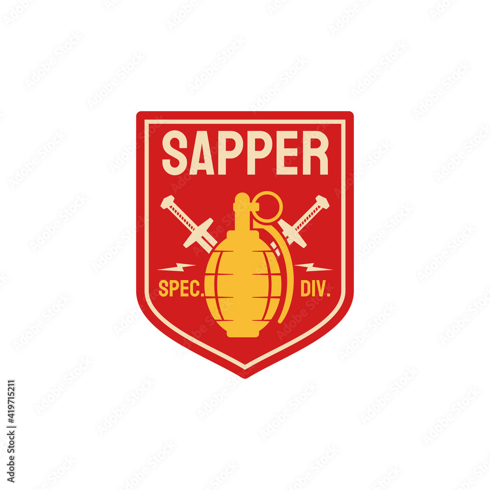 Military chevron of sappers combat engineers squad with sapper ...