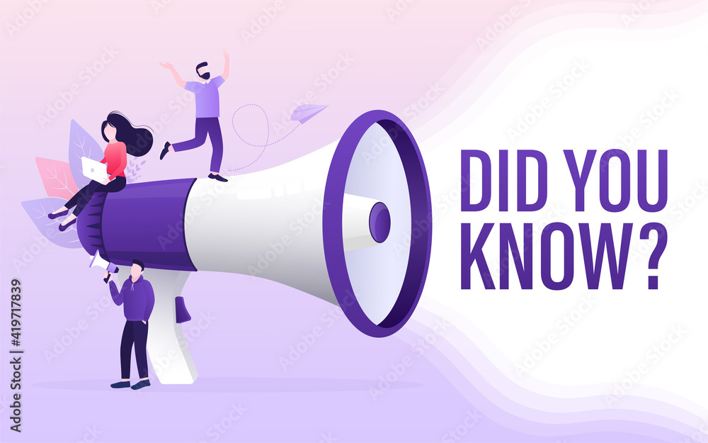 Cartoon web banner with did you know people for marketing design ...