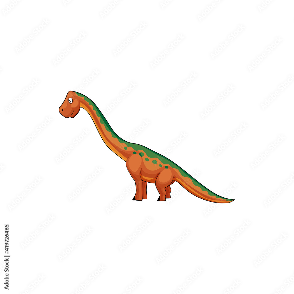 Brontosaurus isolated cartoon tyrannosaurus with long neck. Vector ...