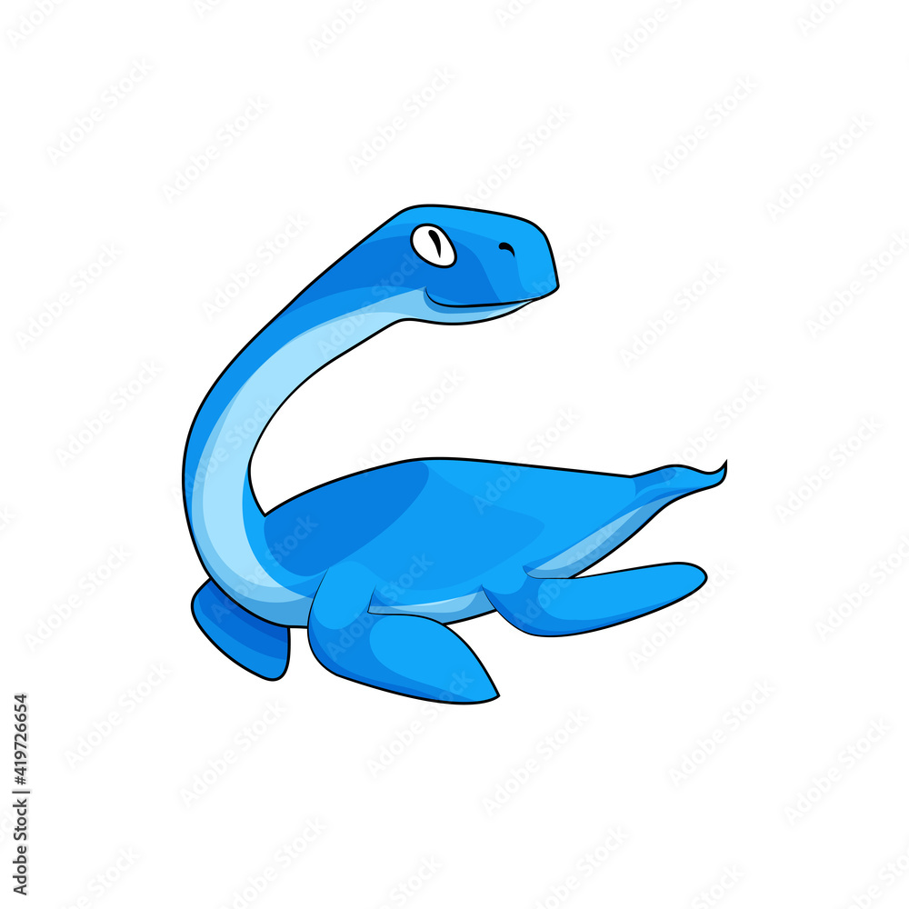 Swimming dinosaur prehistoric animal of Jurassic period. Vector ...