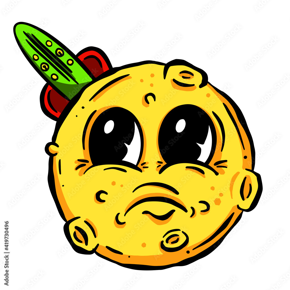 Cartoon Man in the Moon Lunar Character Very Funny Vector Illustration ...