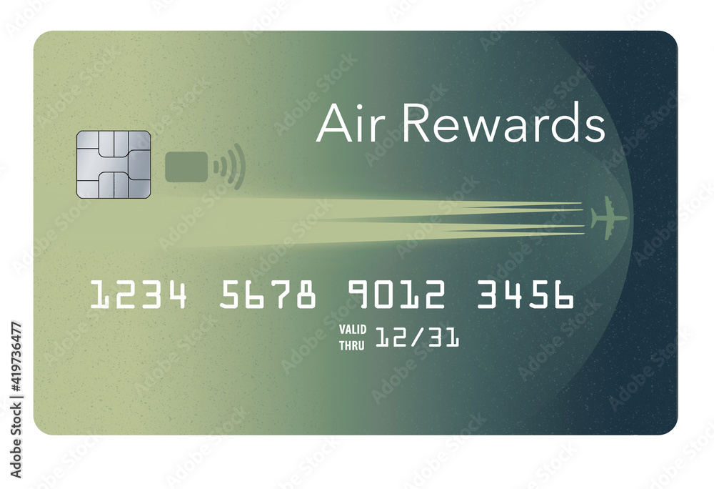 Here is a generic modern air rewards credit card. This is a 3-D ...