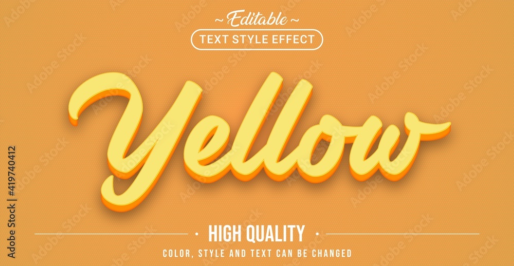Editable text style effect - Yellow text style theme. Stock Vector ...