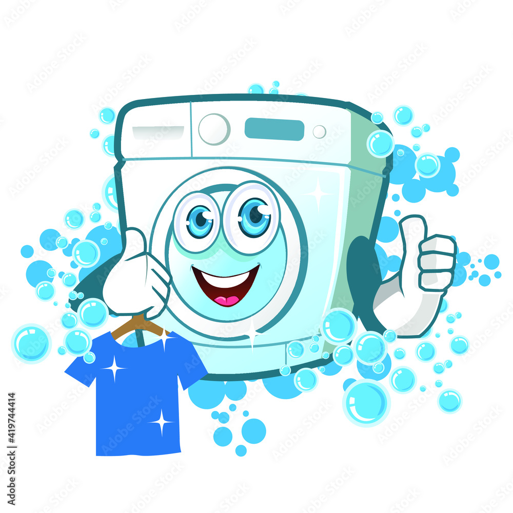 washing machine mascot cartoon in vector Stock Vector | Adobe Stock