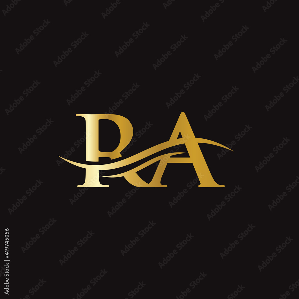 Vetor de RA logo Design. Premium Letter RA Logo Design with water wave ...