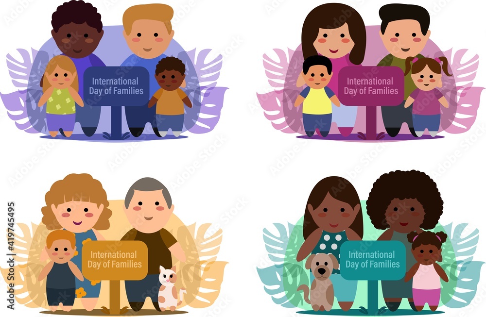 International day of families illustration pack. Vector. Diverse ...