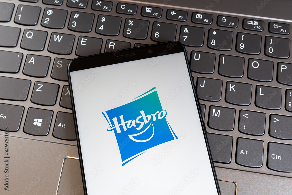 Toronto, On, Canada - March 11, 2021: Hasbro logo on smartphone screen ...