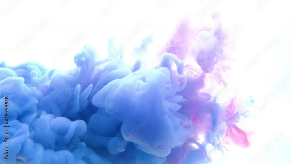 4K footage, Color drops in water , abstract color mix , drop of Ink ...