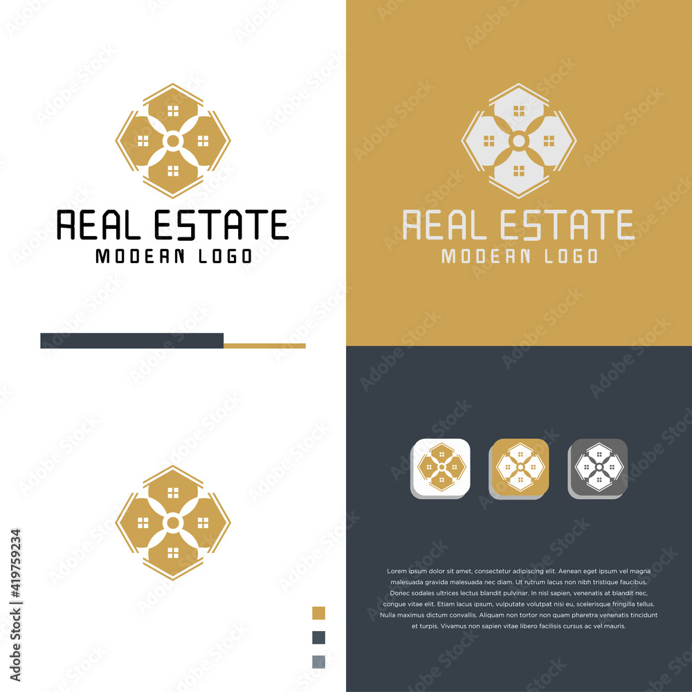 Real Estate Logo design template. Real Estate Logo Icon set. Roofing ...