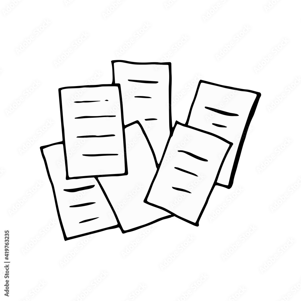 pile of paper on white background. paper vector illustration. hand ...
