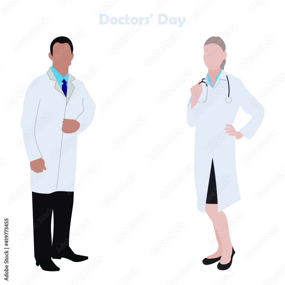 Doctors day Vector illustration of doctor. Greeting card in a flat ...