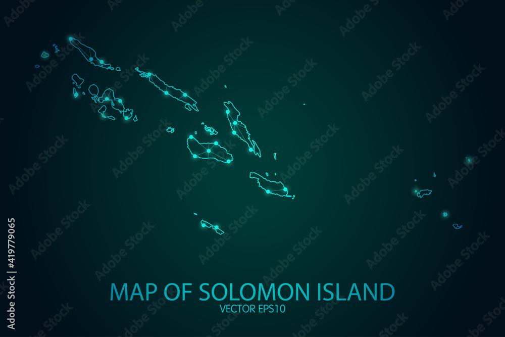 Map of Solomon Island - With glowing point and lines scales on The Dark ...