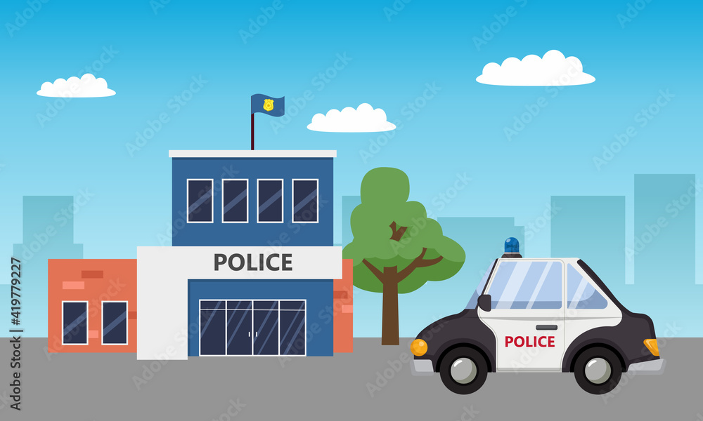Police Station Building Cartoon