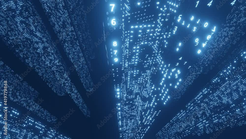 Digital Flying Background Loop A Network Of Binary Data Code Big Data