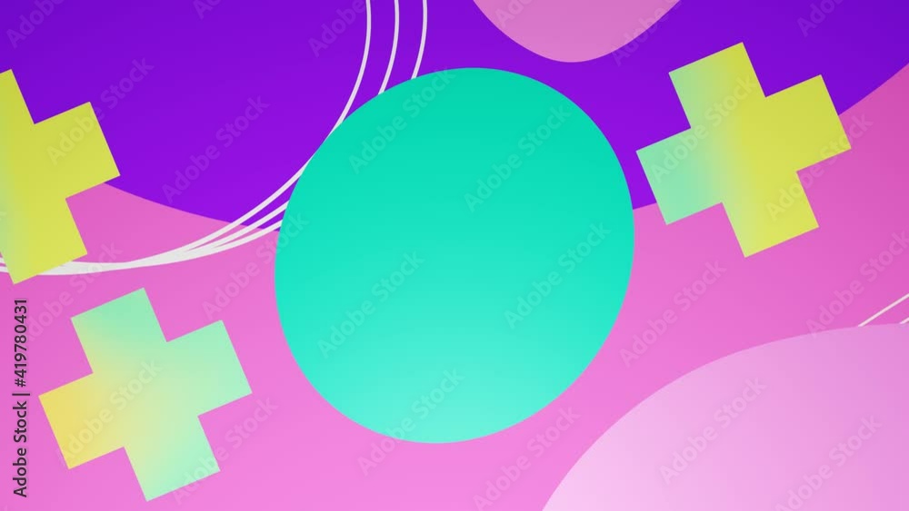 Seamless loop of simple flat 2D shapes motion background animation ...