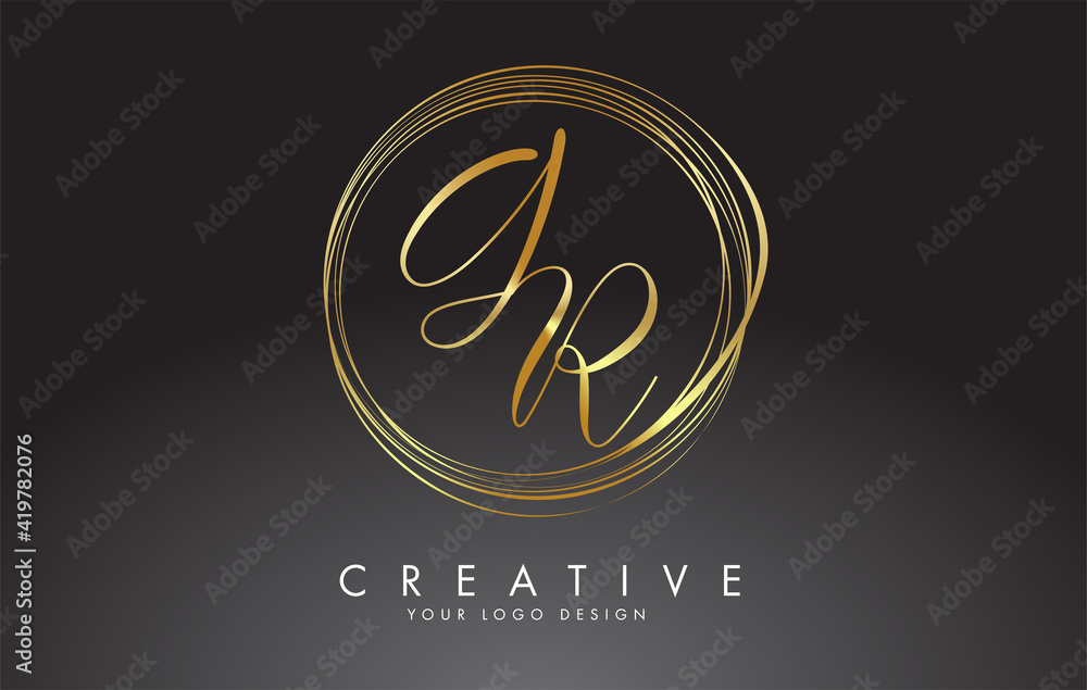 Handwritten GR G R Golden Letters Logo with a minimalist design. GR ...