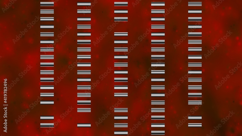DNA barcodes . DNA barcoding . Red blood cells background. 3d render ...