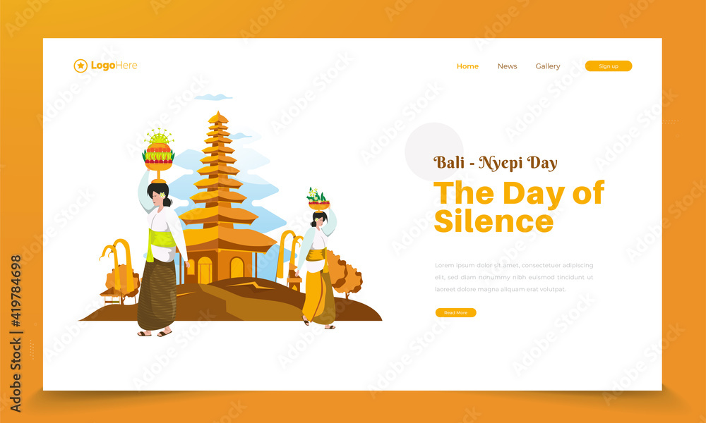 Happy Nyepi or Bali's silence day ceremony Illustration for greetings ...