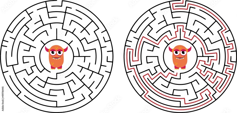 Education logic game labyrinth for kids. Find right way. Isolated ...