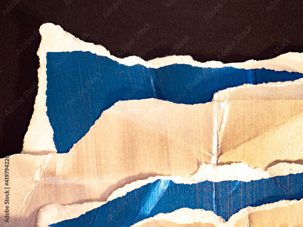 Shiny ripped and crumpled paper backdrop with brush strokes and paint ...