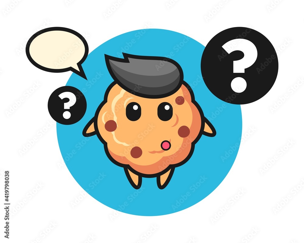 Cartoon illustration of chocolate chip cookie with the question mark ...