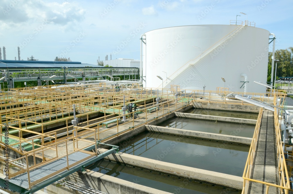 Large or big tanks, oil tanks, industrial tanks at petrochemical plant ...