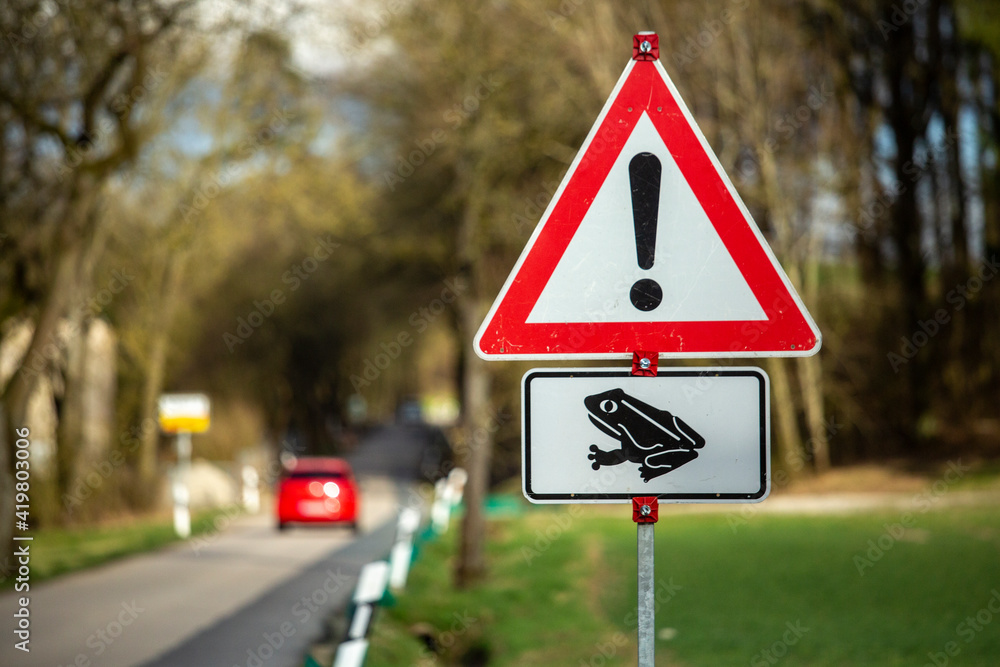 As common frogs enter mating season warning signs are erected for ...