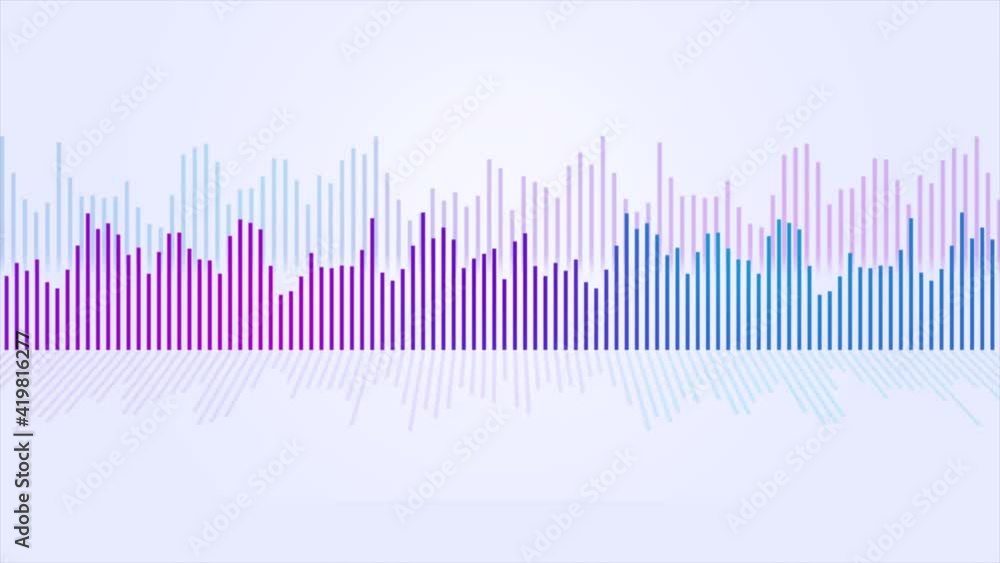 Audio waveform equalizer on light background loop animation. Music or ...