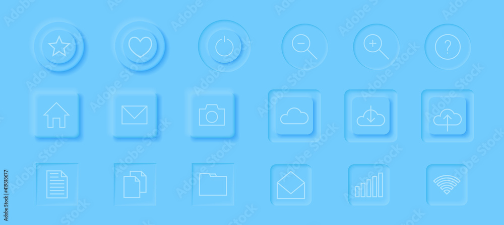 Neumorphism style elements vector set. Modern website or mobile app ...