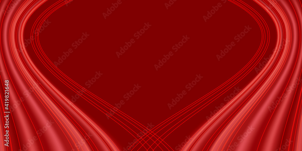 Vector abstract red wavy background. Curve flow motion. Red vector ...