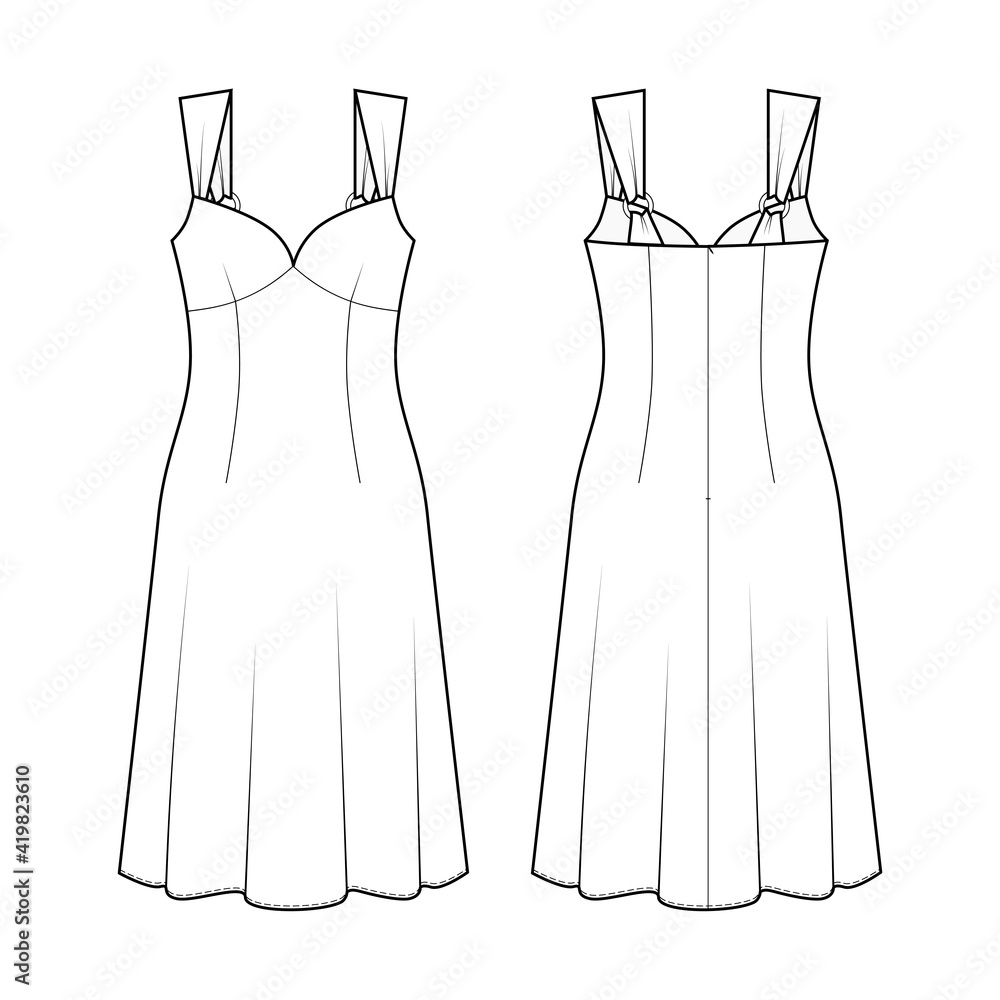 Fashion technical drawing of sundress Stock Vector | Adobe Stock