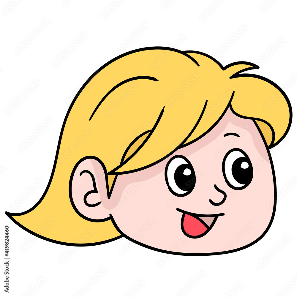 smile happy face cute girl head. carton emoticon. doodle icon drawing ...