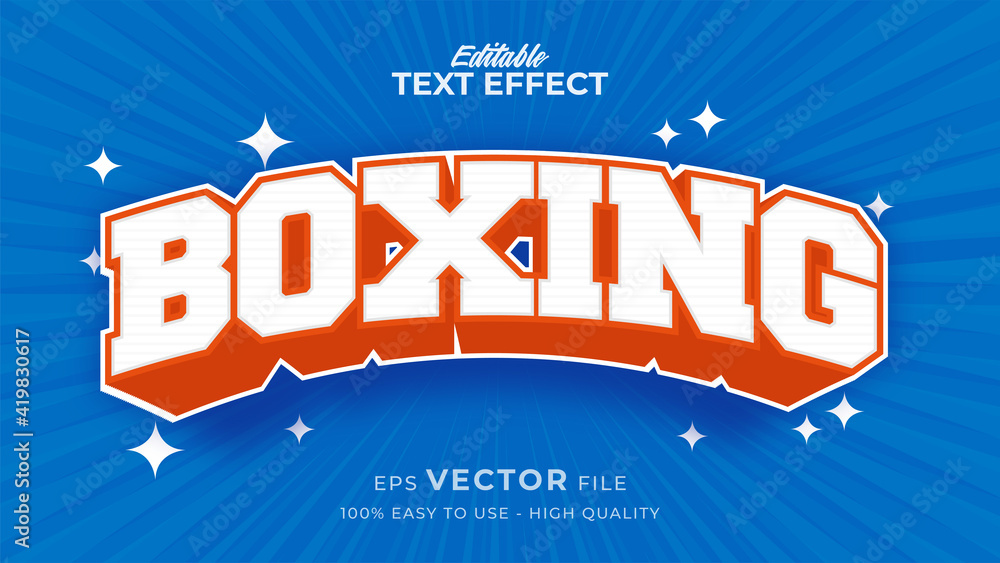 Editable text style effect - Boxing Sport text style theme Stock Vector ...