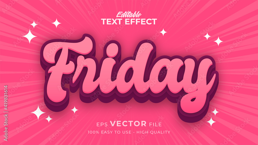 Editable text style effect - Friday retro text style theme Stock Vector ...
