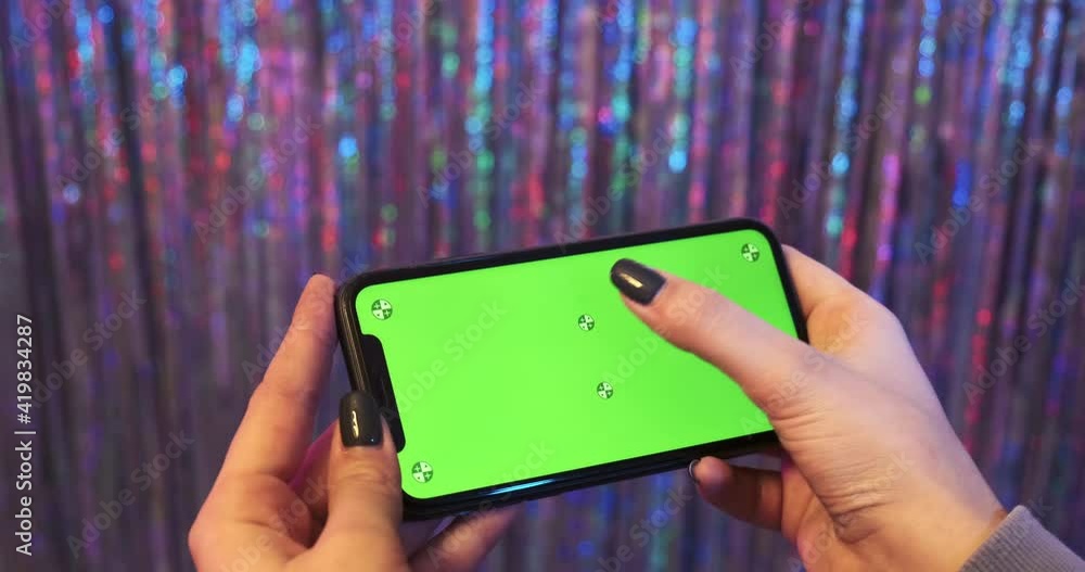 Landscape horizontal phone mobile mockup green screen chroma key ...